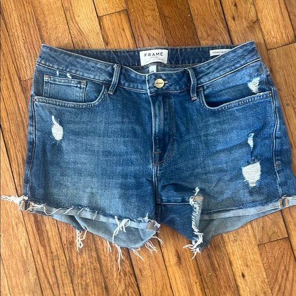 Frame Denim | Shorts | Frame Denim Womens Distressed Blue Denim Shorts ...
